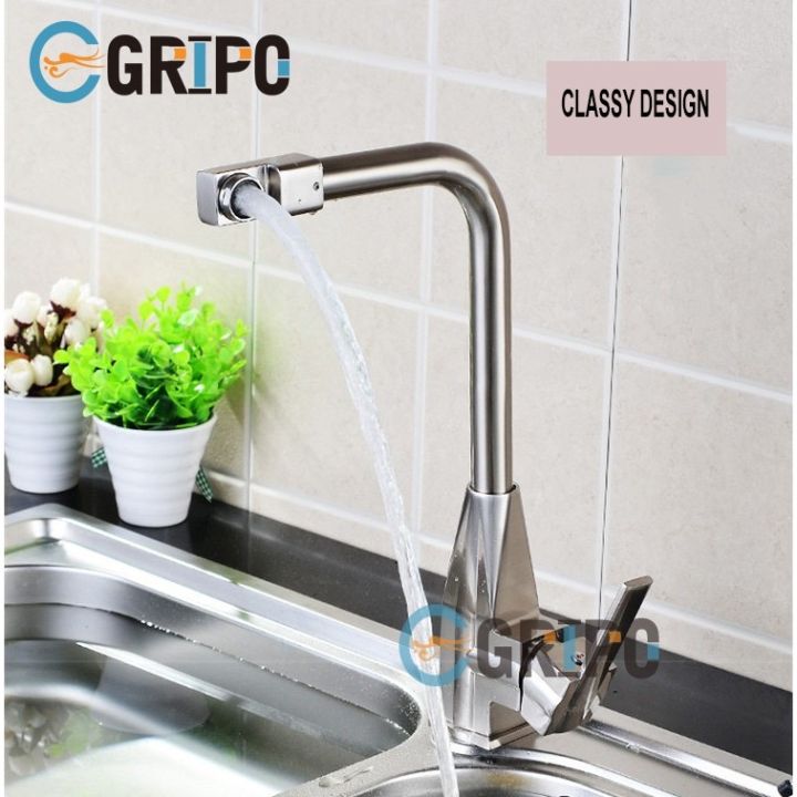 GRIPO High quality stainless single cold kitchen faucet square 7 shaped ...