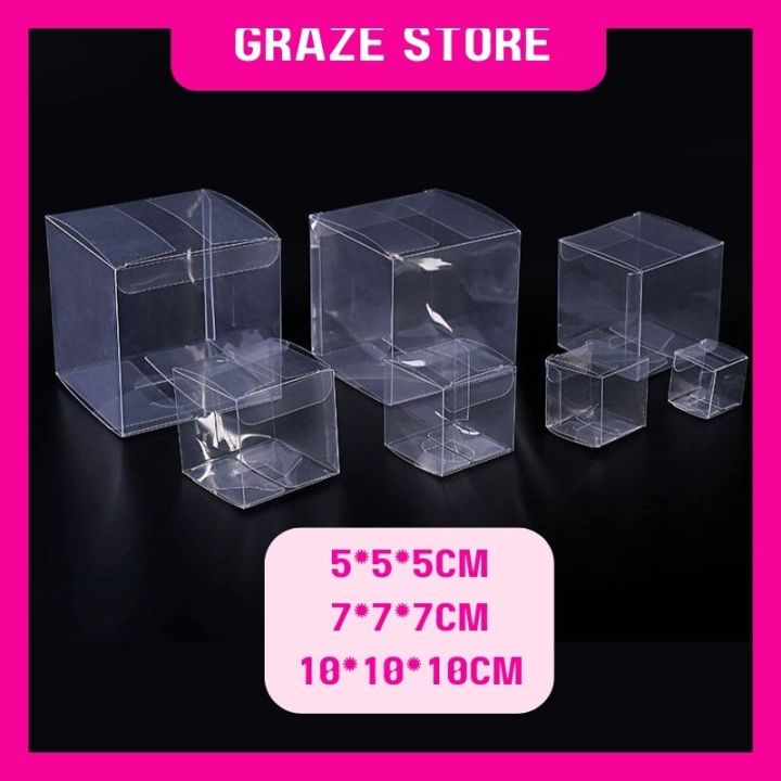 10pcs Square PVC Transparent Box Plastic Gift Box Cake Box Candy Box ...
