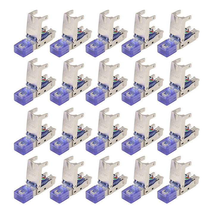20Pcs Cat7 Rj45 Connector Ethernet Plug Adapter Tool-Free Crimping ...