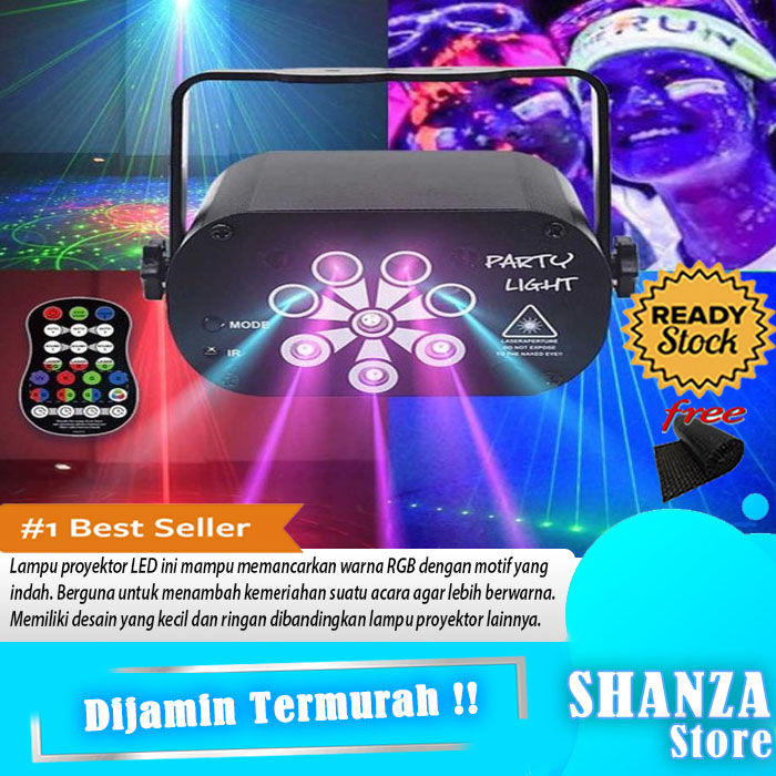 BISA COD - Proyektor Laser LED Lampu Disco DJ Party Lights Rechargeable ...