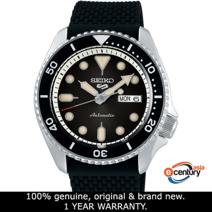 Seiko 5 Sports SRPD73K2 Men's Automatic Day-Date 100M Black Silicone ...