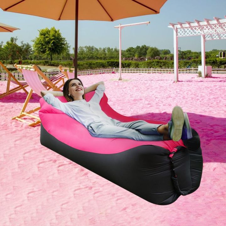 Inflatable Sleeping Bag with Pillow Banana Bed Portable Folding Sofa ...