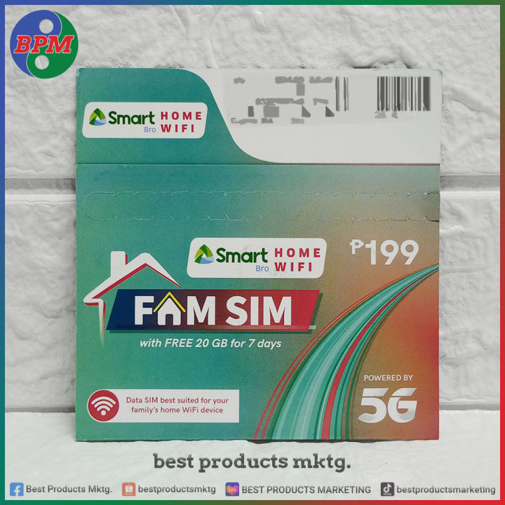 BPM SMART BRO HOME WIFI FAM SIM with 20GB FREE LOAD for 7 DAYS | Lazada PH