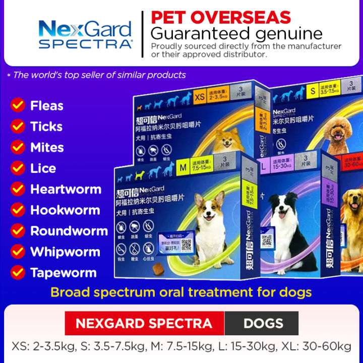 Nexgard Spectra Anti Tick, Flea, Mange and Deworming Chewables for Dogs ...