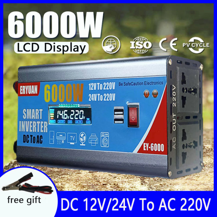 Inverter 6000W Inverter 12v/24v to 220v Heavy Duty Set Inverter ...