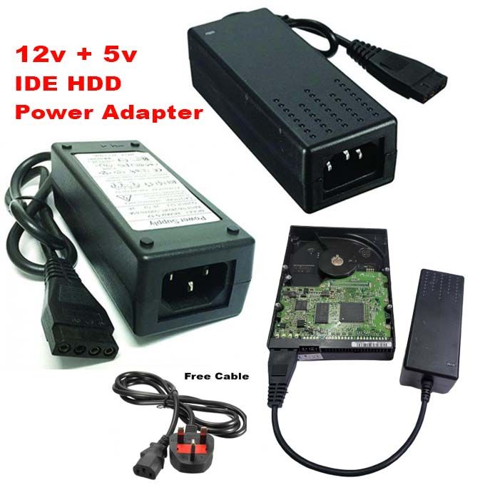 IDE Hard Disk Drive AC DC Power Adapter Charger 12V 5V 2A 4-Female 4 ...