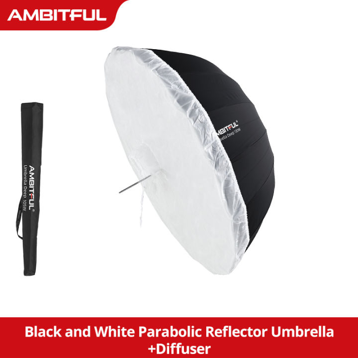 AMBITFUL ร่มสตูดิโอผ้าร่มสะท้อนแสง,ร่มสีดำสีเงินและสีดำขนาด41นิ้ว105ซม. ...