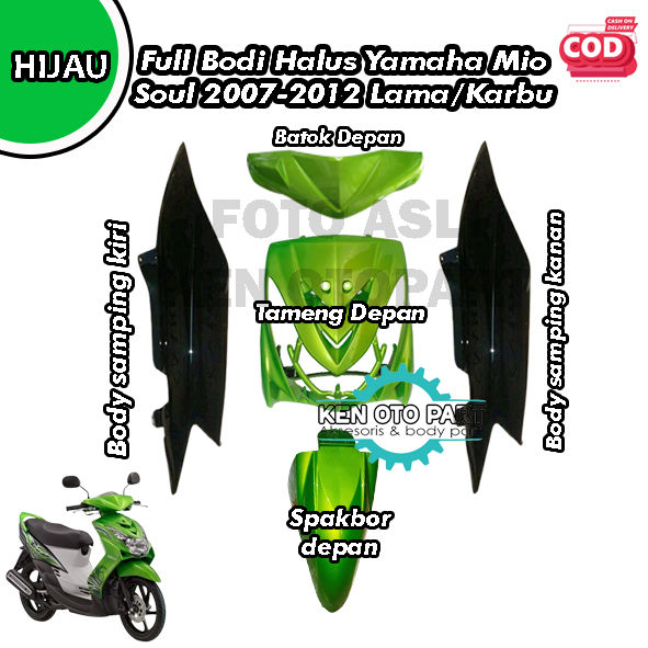 Full Body Bodi Halus Yamaha Mio Soul/Mio Soul Lama Warna Hijau Fullset ...