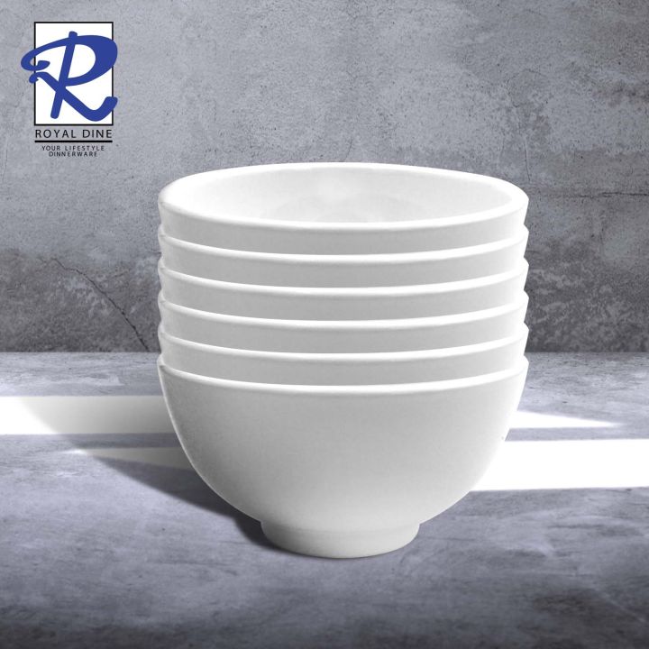 Royal Dine White 6pcs 5" Porcelain Bowl HHX050416 Glass White Dinnerware Shock Heat Resistant ...
