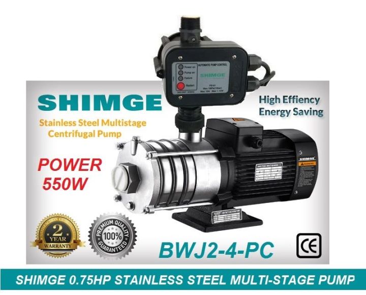 Shimge 0.55kW / 0.75Hp PC Stainless Steel Horizontal Multi-Stage Pump ...