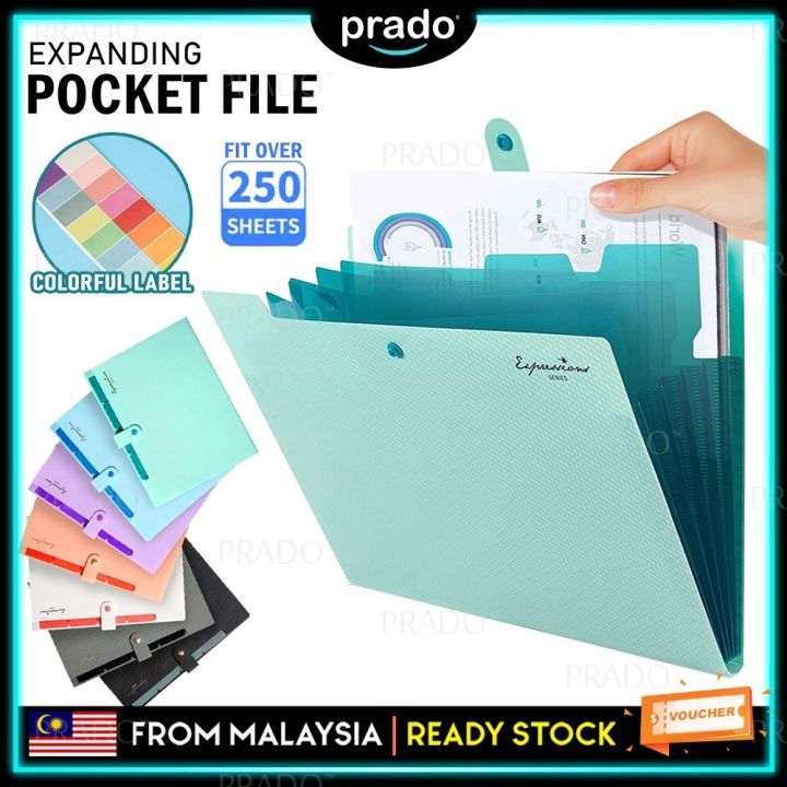 PRADO MALAYSIA 5 Pocket Folder Portable Expanding File with Labels 250 ...