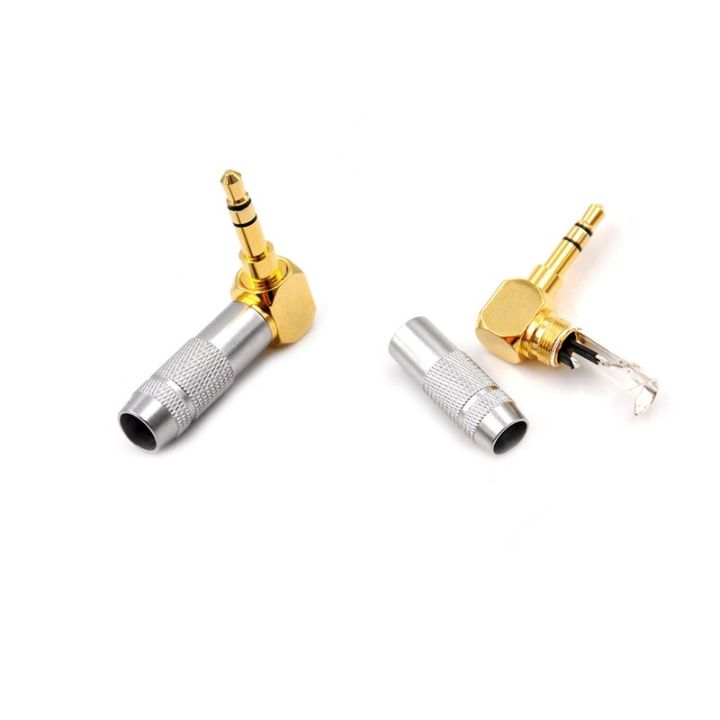 3.5mm 3 Pole Stereo Earphone Plug Mini Audio Jack 90 Degree Gold Plated ...