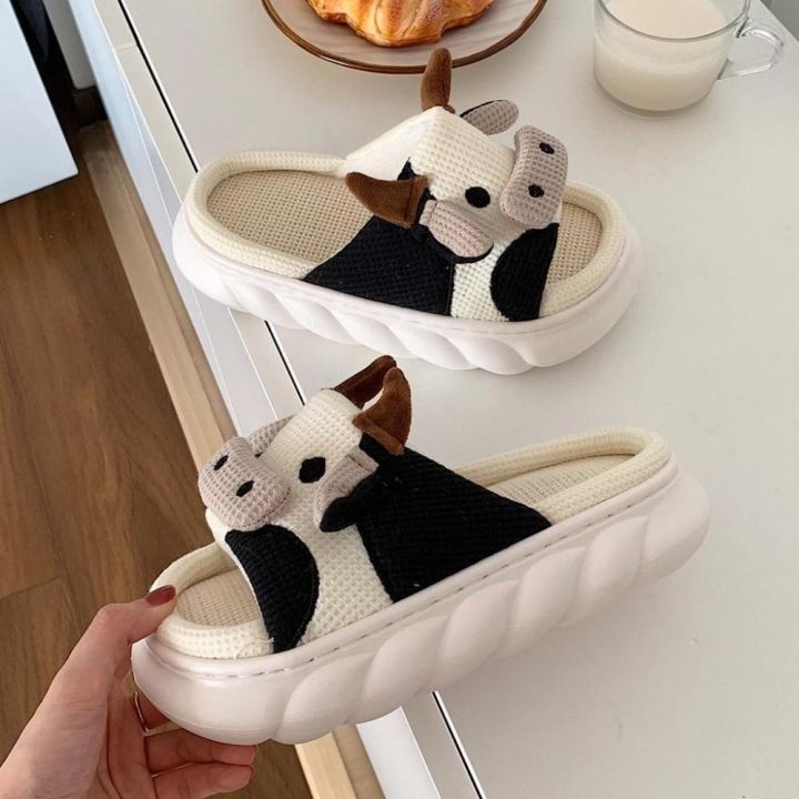 Dép bò dép đi trong nhà mùa đông cute đế eva cao cấp siêu êm độn 3-4cm ...