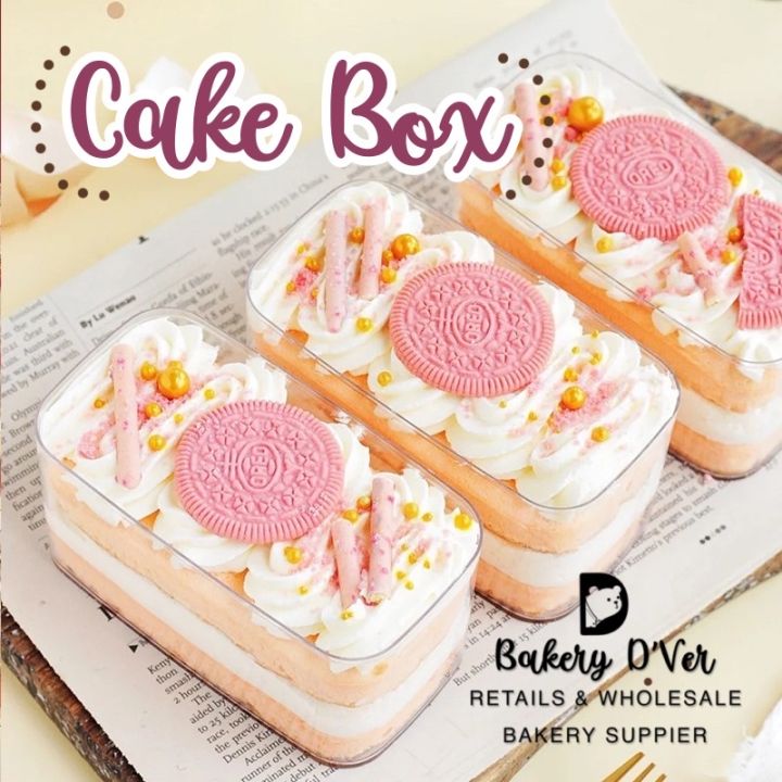 กล่องพลาสติกแข็ง Cake Box ทรงผืนผ้า 6x12 cm + สูง 5 cm, ความจุ : 280ml ...