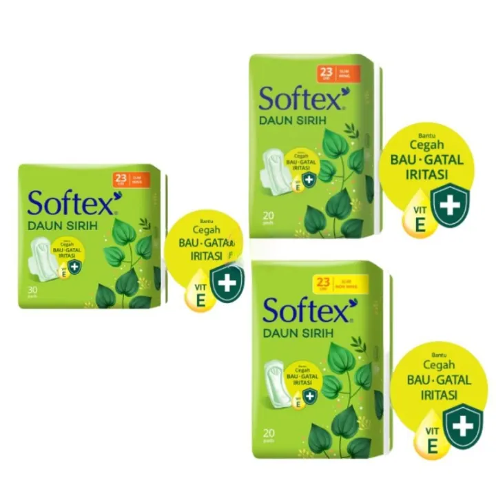 Softex daun sirih wings 23 cm isi 20 pads / 23 cm isi 30 pads / non ...