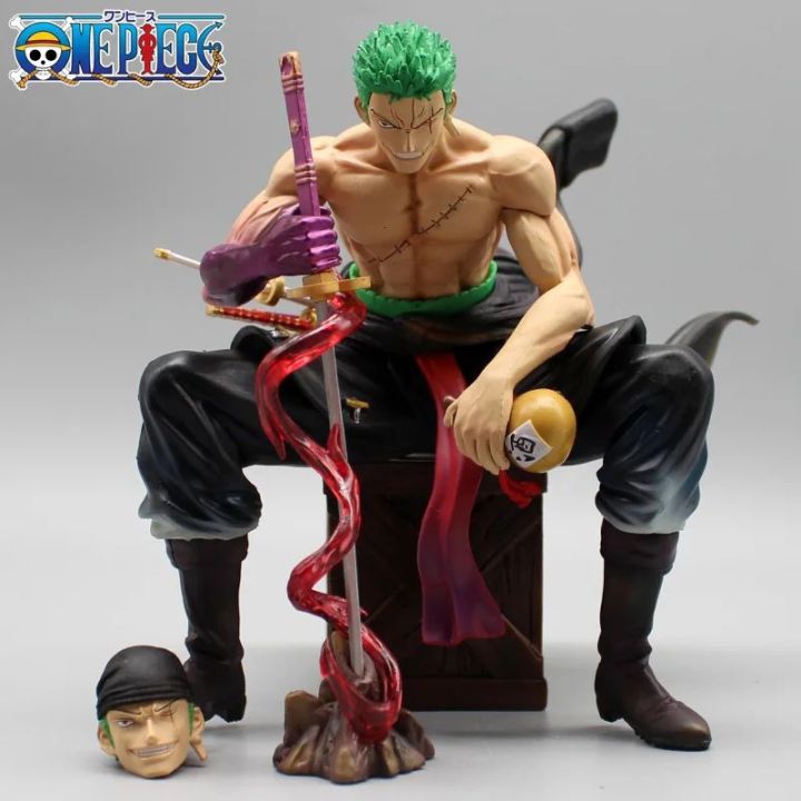 One Piece Roronoa Zoro Sitting Pose Changeable Head Statue Figure ...