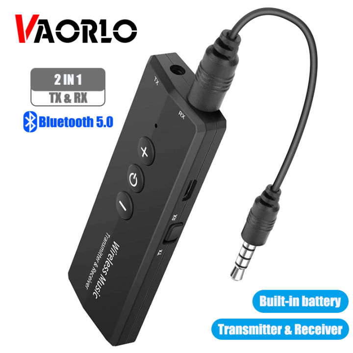 VAORLO อะแดปเตอร์ไร้สายบลูทูธ5.0,ตัวรับส่งสัญญาณ2 IN 1พร้อมสาย Aux 3.5 ...