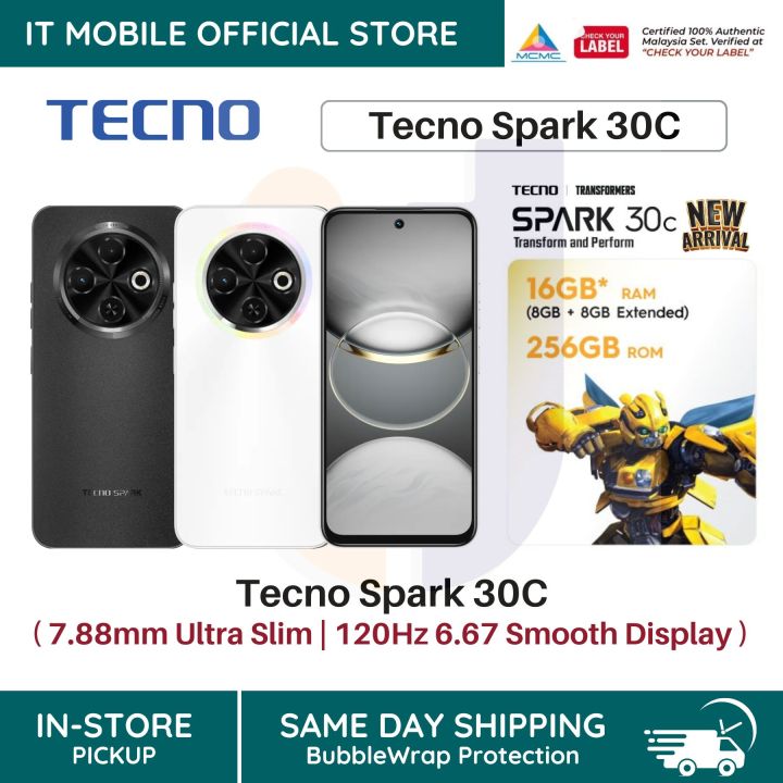 Tecno Spark 30C Smartphones | 16 (8+8GB) +256GB | 120Hz 667" Smooth ...