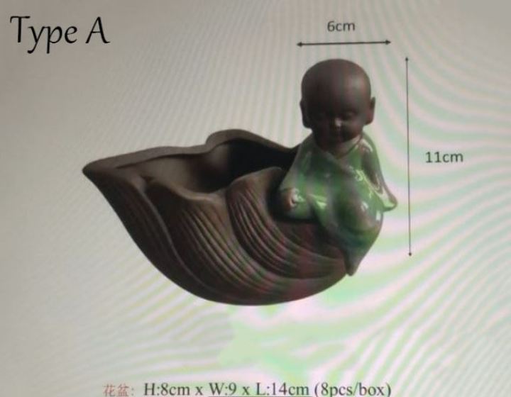 Chinese Style Little Monk Ceramic Flower Plant Pot Pasu Bunga Hiasan ...