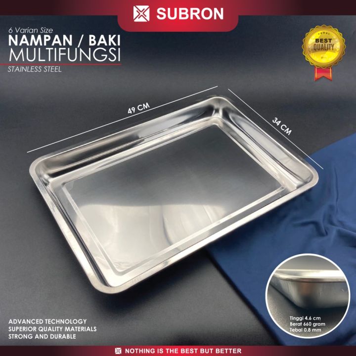 SUBRON Nampan Baki 49cm x 34cm Multifungsi Wadah Saji Makanan Stainless ...
