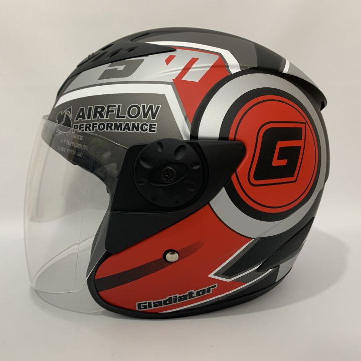 Helm Vixion Jumper (Merah) Hitam Doff - Polos Solid - Single Visor Kaca ...