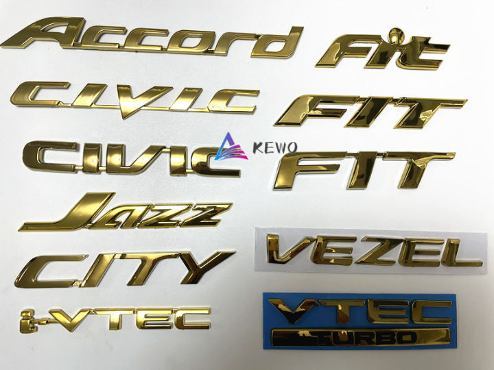 1pc Honda Gold Logo Trunk Letter Sticker Emblem Tail Sticker JAZZ CITY ...