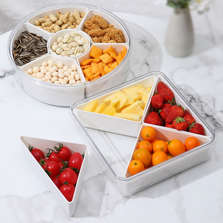 Double Seal Snack Tray Fruit Tray with Compartments Multipurpose Veggie ...