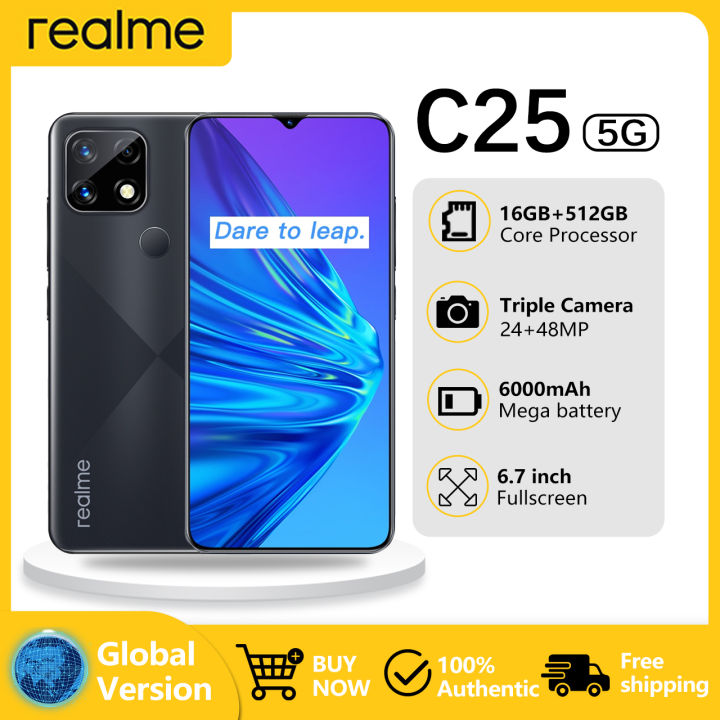 Realme C25 Smartphone Original 5G 16+512GB 6.7inch Android mobile phone ...