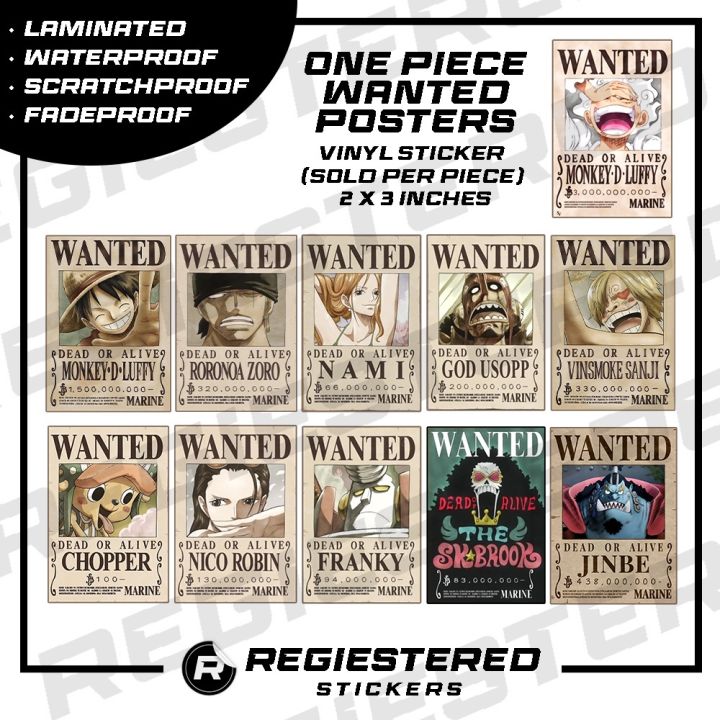 One Piece Wanted Posters Vinyl Sticker Waterproof SOLD PER PIECE ...