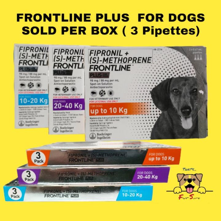 FRONTLINE PLUS for Dogs Anti ticks and fleas Spot on. 3 pipettes per ...