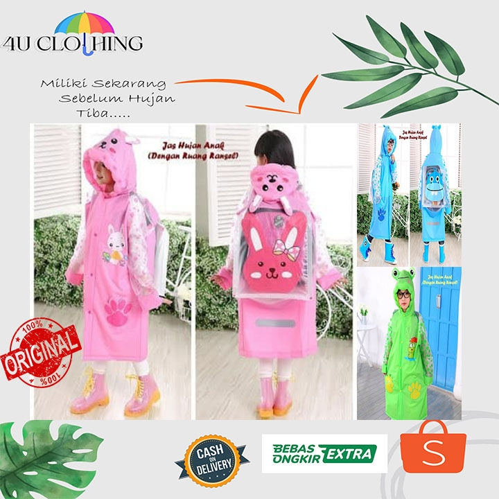 Jas hujan anak / jas hujan animal / jas hujan terusan anak / jas hujan ...