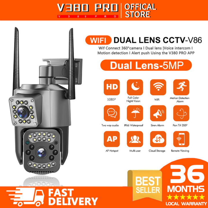 V380 Pro V86 Wireless dual lens outdoor waterproof 360 cctv with audio ...