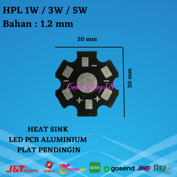Heat Sink Star PCB Aluminium Plat 1W 3W 5W Pendingin HPL LED Heatsink ...