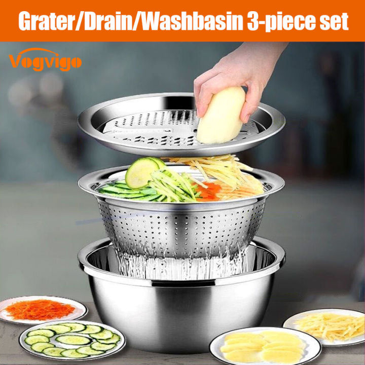 Stainless Steel Grater Tray Kitchen Rice Washing Sieve Grater Drain And ...