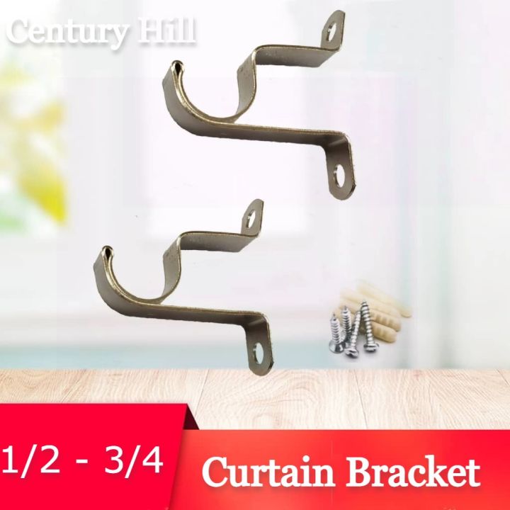 Curtain Rod Bracket Chrome Pipe Holder Chrome End Cap (1/2 ,3/4 ...