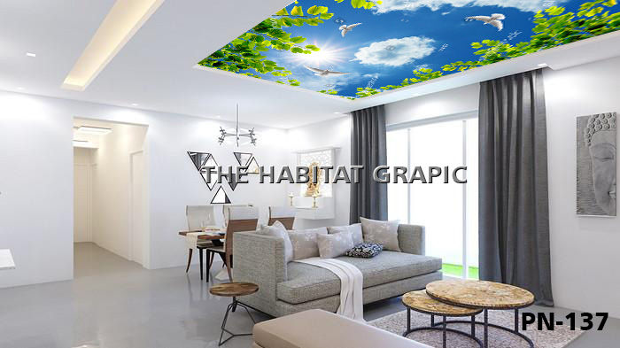Wallpaper Plafon Motif Awan, Wallpaper 3D Custom Plafon wallpaper ...