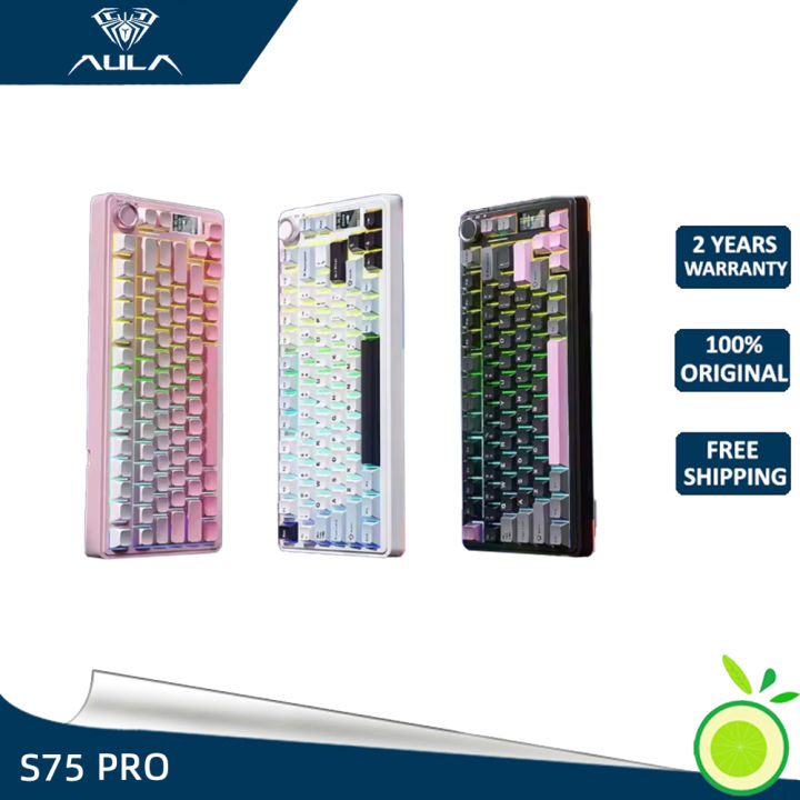 AULA S75 PRO Wireless Keyboard Tri-mode RGB Gaming Keyboard Hot Swap PBT Keycaps with AULA ...