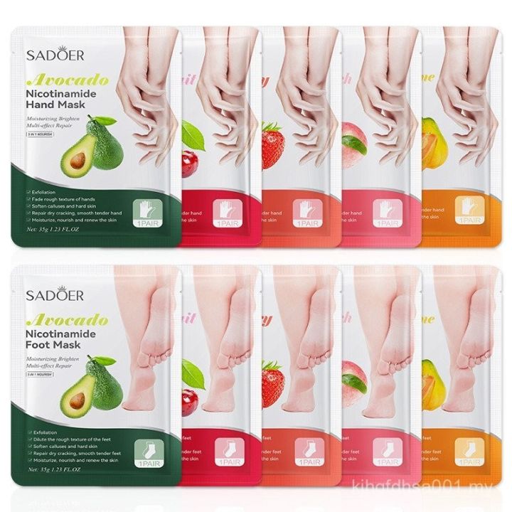 Full English Fruit Hand Mask Foot Mask SADOER Avocado Strawberry Moisturizing Live Hand | Lazada