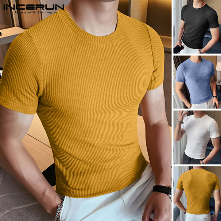 Beehoo INCERUN เสื้อยืดแขนสั้นสำหรับผู้ชาย,เสื้อยืดลำลองสไตล์ฮิปฮอปคอ ...