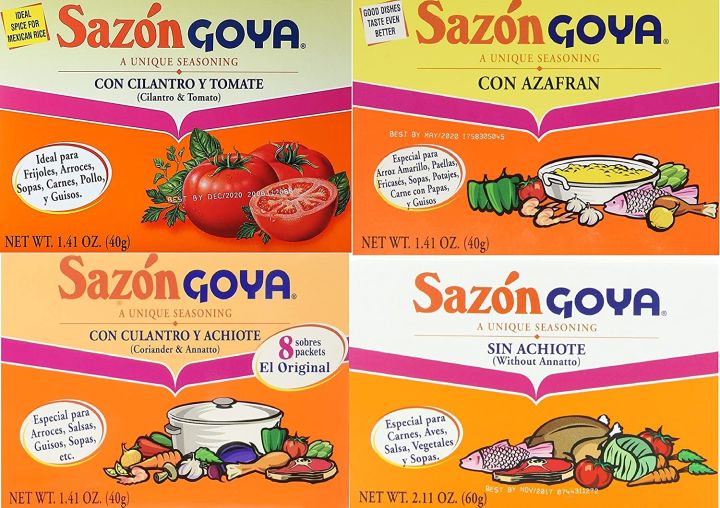 Sazon Goya Unique Seasoning Variety 4-Pack Bundle, Culantro Y Achiote ...