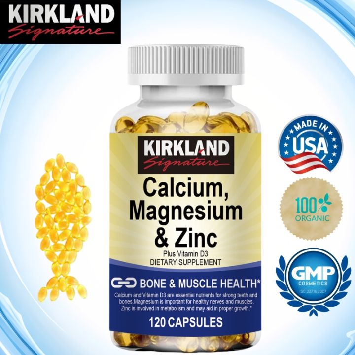KIRKLAND Calcium Magnesium Zinc plus Vitamin D3 capsules promote height ...