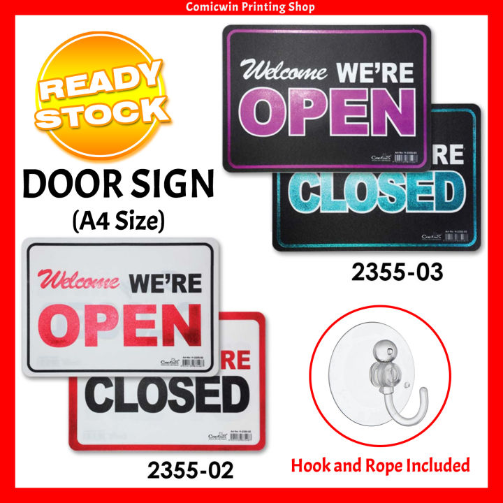 H2355 2 in 1 Open & Close Door Signage for Shops Door Sign Sticker ...