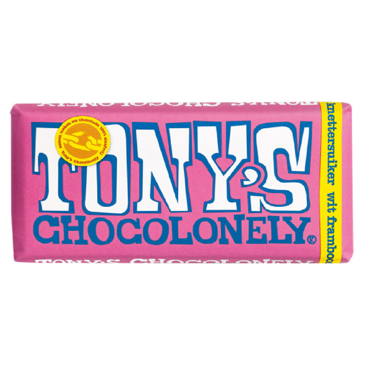 Tony's Chocolonely White Chocolate Raspberry Popping Candy Bar 180 Gram ...