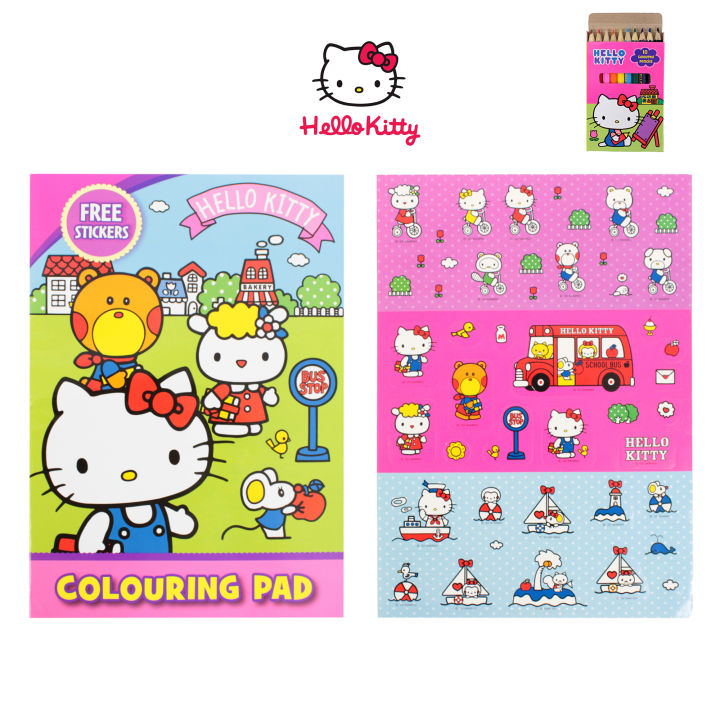 🎀New! Hello Kitty Colouring Book / Buku Warna With 12 Colour Pencils ...