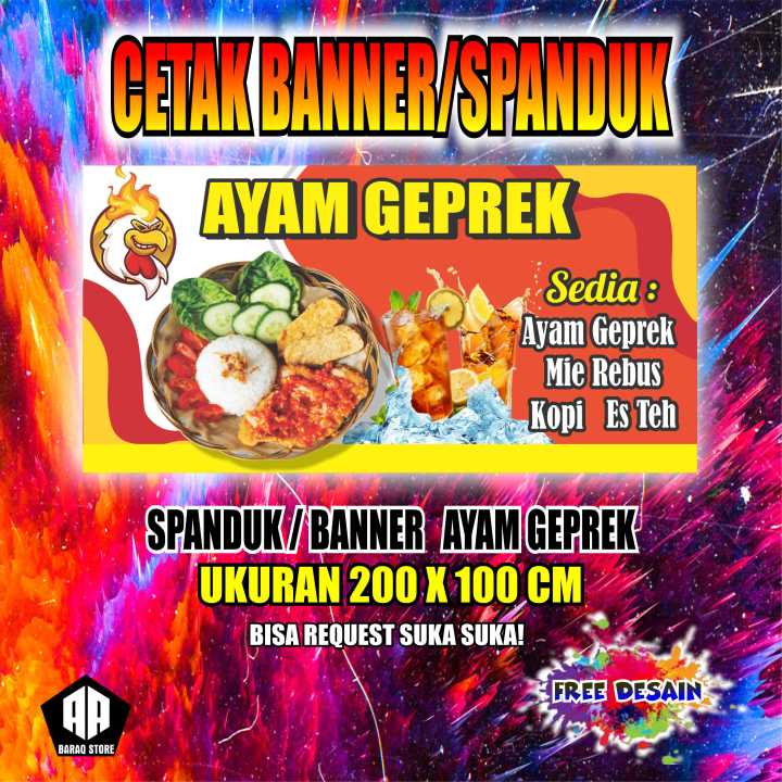 Cetak Banner Cetak Spanduk Warung Ayam Geprek Ukuran 200x100 BISA ...