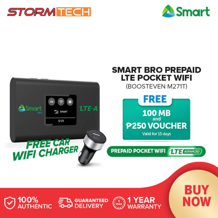Smart Bro Prepaid LTE Pocket WiFi (Boosteven-M271T) with 100MB and PHP250 Voucher valid for 15 ...