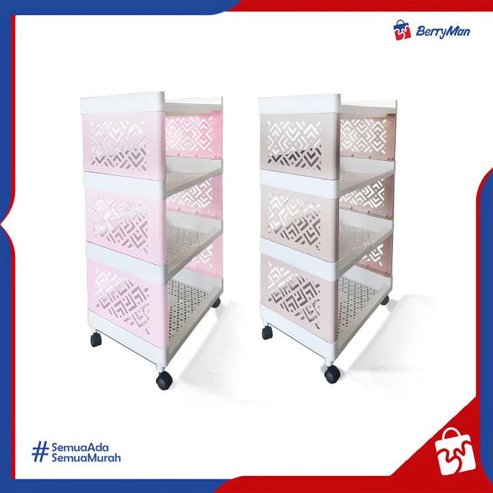RAK PLASTIK 4 Susun dengan Roda - Rak Serbaguna KIMPLAST Rak Portable ...