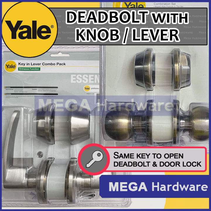 Yale Combo Pack Entrance Lockset with Single Cylinder Deadbolt (Round ...