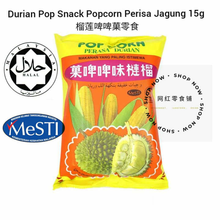 Malaysia Halal Durian Pop Snack Popcorn Perisa Jagung 15g / 70g 榴莲啤啤菓零食 ...
