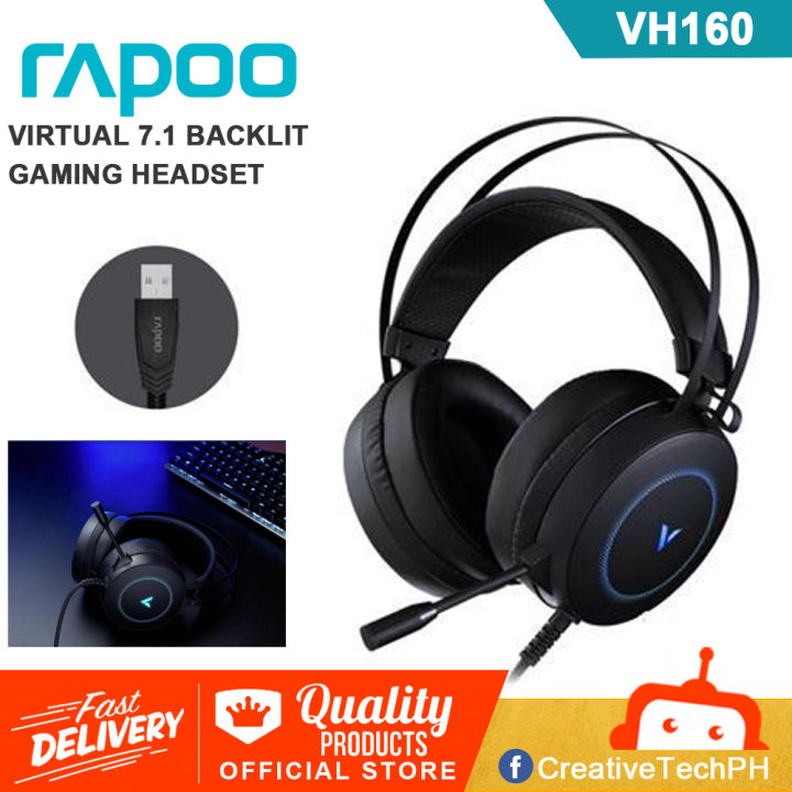 Rapoo VH160 Virtual 7.1 Backlit Gaming Headset | Lazada PH